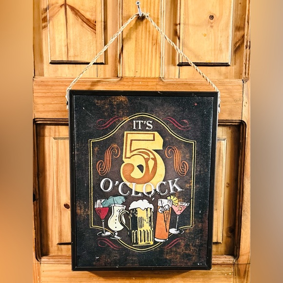 no brand | Wall Decor | Reversible Rustic Bar Sign Stating Its 5 Oclock ...